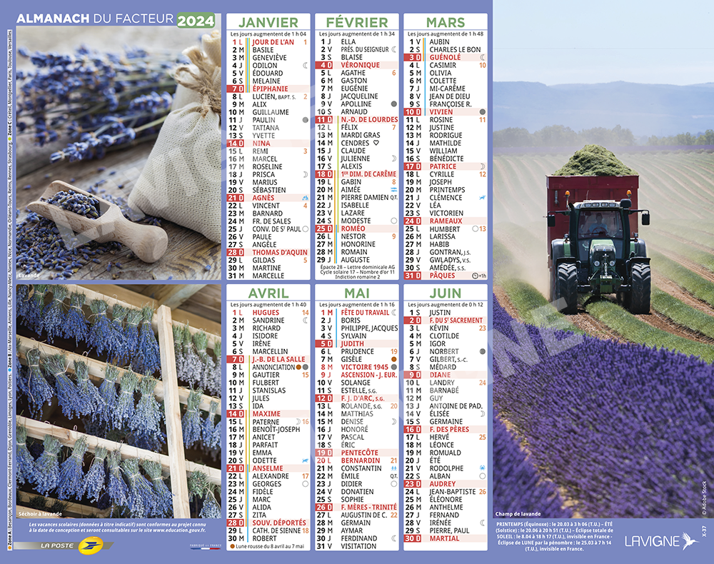 Mon Almanach Lavigne – Vos almanachs du facteur